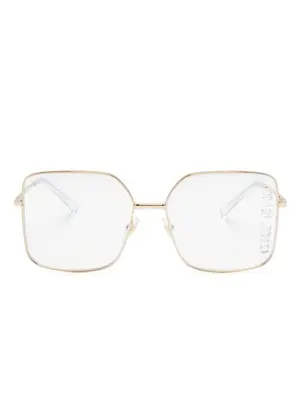 Miu Miu Logo-engraved Square-frame Glasses - Gold