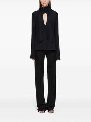 FERRAGAMO Gancini Jacquard Silk Blouse