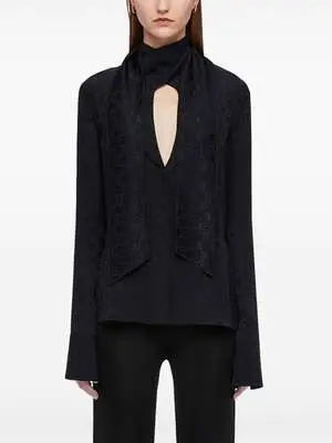 FERRAGAMO Gancini Jacquard Silk Blouse