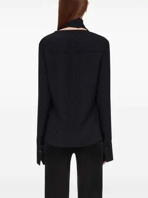 FERRAGAMO Gancini Jacquard Silk Blouse