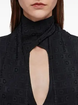 FERRAGAMO Gancini Jacquard Silk Blouse