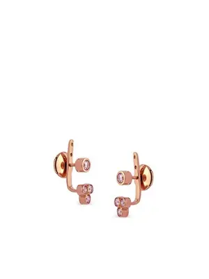 LARK & BERRY 14kt Rose Gold Trinity Diamond Earrings - Pink
