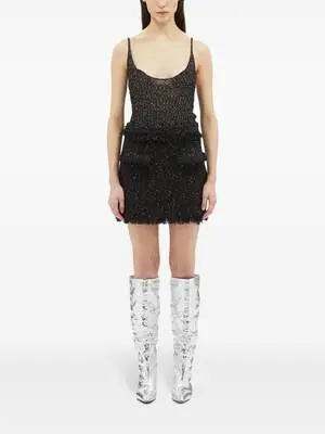 MSGM Frayed-trim Bouclé Miniskirt - Black
