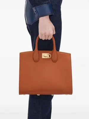 FERRAGAMO Studio Box Leather Tote Bag