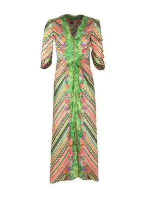 Saloni Mitsu B Mix-print Midi Dress