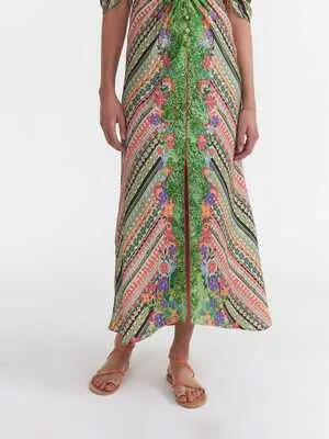 Saloni Mitsu B Mix-print Midi Dress