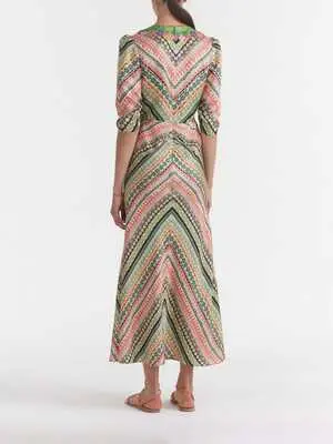 Saloni Mitsu B Mix-print Midi Dress