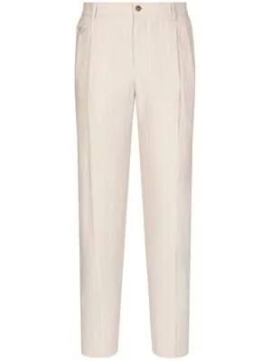 Dolce & Gabbana Tailored Linen Trousers - Neutrals