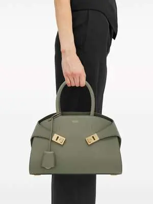 FERRAGAMO Hug Leather Tote Bag - Grey