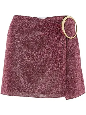 Oseree Ring-embellished Lurex Mini Skirt