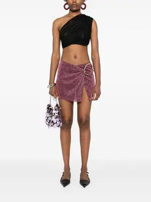 Oseree Ring-embellished Lurex Mini Skirt