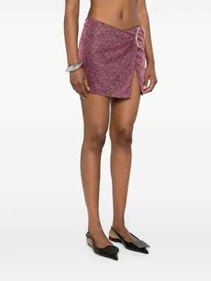 Oseree Ring-embellished Lurex Mini Skirt