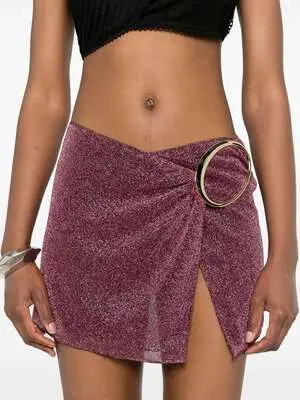 Oseree Ring-embellished Lurex Mini Skirt