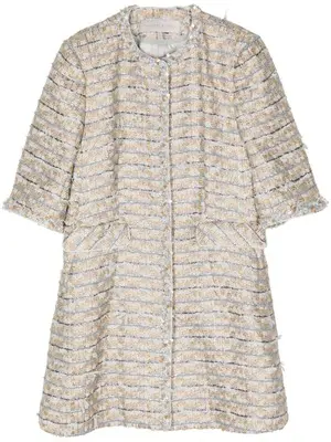 Shiatzy Chen Beaded-trim Tweed Coat