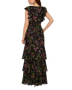 Adrianna Papell Tiered Chiffon Gown