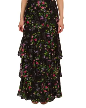 Adrianna Papell Tiered Chiffon Gown