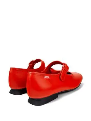 Camper Casi Myra Leather Ballerina Shoes - Red
