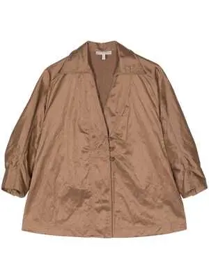 Shiatzy Chen Knot-detail Crinkled Shirt - Brown