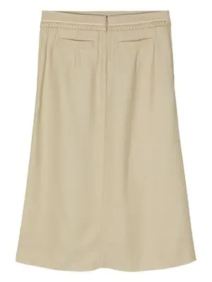 Shiatzy Chen Panelled Wool Midi Skirt - Brown