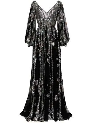 SAIID KOBEISY Beaded Tulle Gown