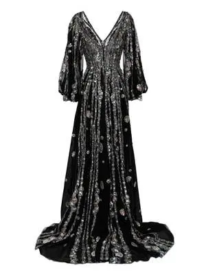 SAIID KOBEISY Beaded Tulle Gown