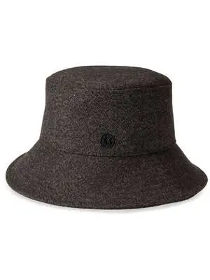 MAISON MICHEL Angele Appliqué-logo Bucket Hat - Brown
