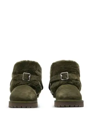 Burberry Buckled Shearling Ankle Boots