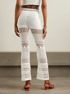 Rabanne Embellished Crocheted Straight-leg Pants - White