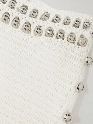 Rabanne Embellished Crocheted Straight-leg Pants - White
