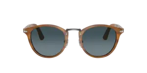 Persol Striped Brown Frame Sunglasses - Blue