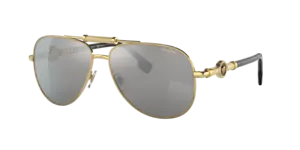 Versace Ve2236 Aviator Sunglasses - Polarized Grey Mirror Silver