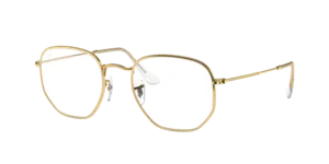 Ray-ban Hexagonal Eyeglasses With Gold Tone Frame - Clear