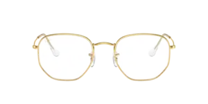 Ray-ban Hexagonal Eyeglasses With Gold Tone Frame - Clear