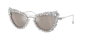 SWAROVSKI Embellished Sunglasses Clear Mirror Real Platinum