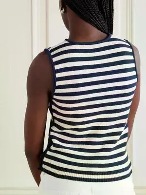 FRAME Mariner Striped Cotton-blend Terry Tank