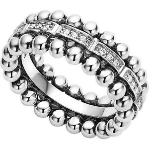 Lagos Caviar Spark Diamond Band Ring - Silver/ Diamond