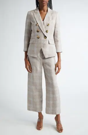 Veronica Beard Empire Plaid Linen Dickey Jacket