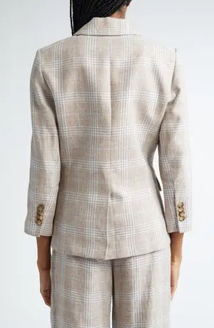 Veronica Beard Empire Plaid Linen Dickey Jacket
