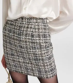 Alessandra Rich Checked Lamé Tweed Miniskirt