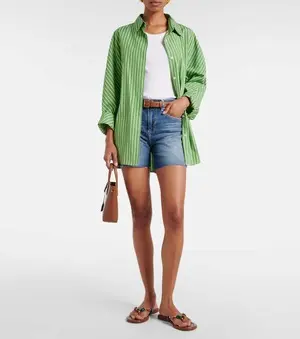 Ag Ex-boyfriend High-rise Denim Shorts - Blue