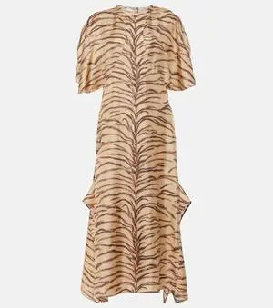 Stella McCartney Printed Silk Midi Dress - Beige