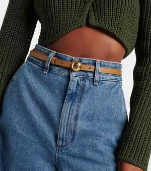 Loewe Pebble Anagram Leather Belt - Brown