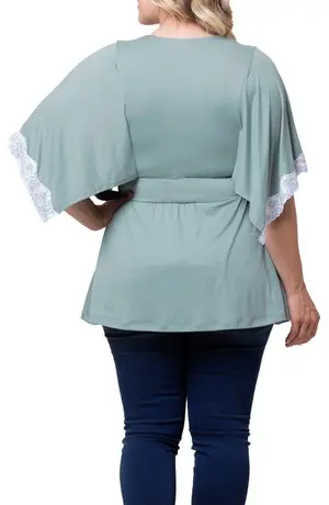 KIYONNA Sarah Lace Trim Top - Thyme