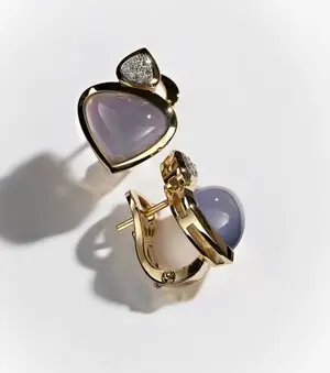 Marina B 18kt Yellow Chalcedony And Diamond Earrings