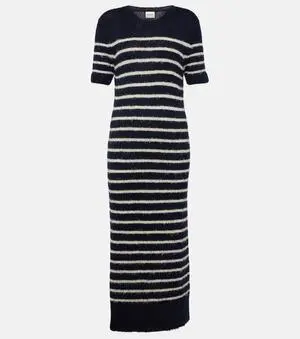 Khaite Helen Striped Silk And Cashmere Midi Dress - Multicoloured