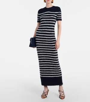 Khaite Helen Striped Silk And Cashmere Midi Dress - Multicoloured