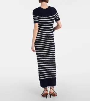 Khaite Helen Striped Silk And Cashmere Midi Dress - Multicoloured