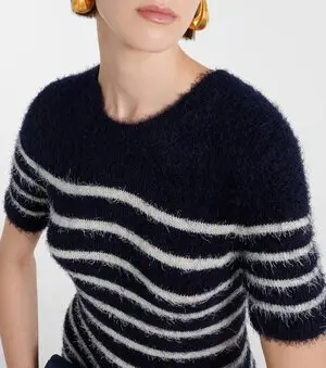 Khaite Helen Striped Silk And Cashmere Midi Dress - Multicoloured