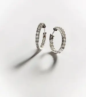 ROXANNE FIRST 14kt White Gold Diamond Hoop Earrings