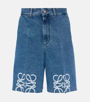 Loewe Anagram Denim Bermuda Shorts - Blue
